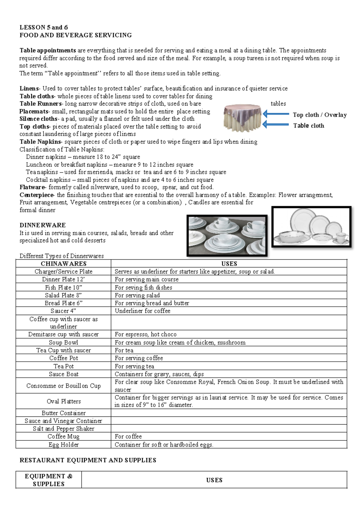 Lesson 5 and 6 Notes - for educational purposes only - LESSON 5 and 6 ...