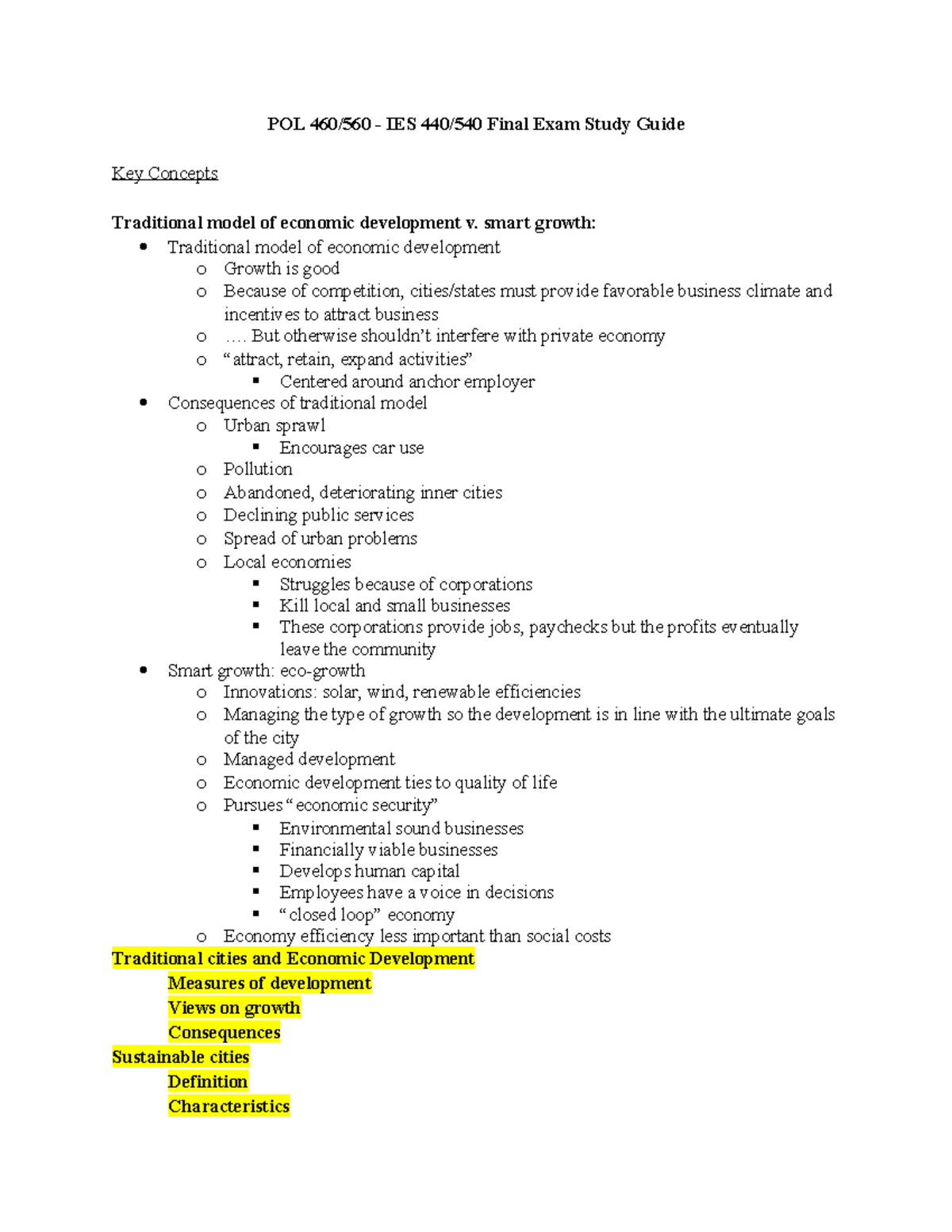 POL460 Final - POL 460/560 - IES 440/540 Final Exam Study Guide Key ...