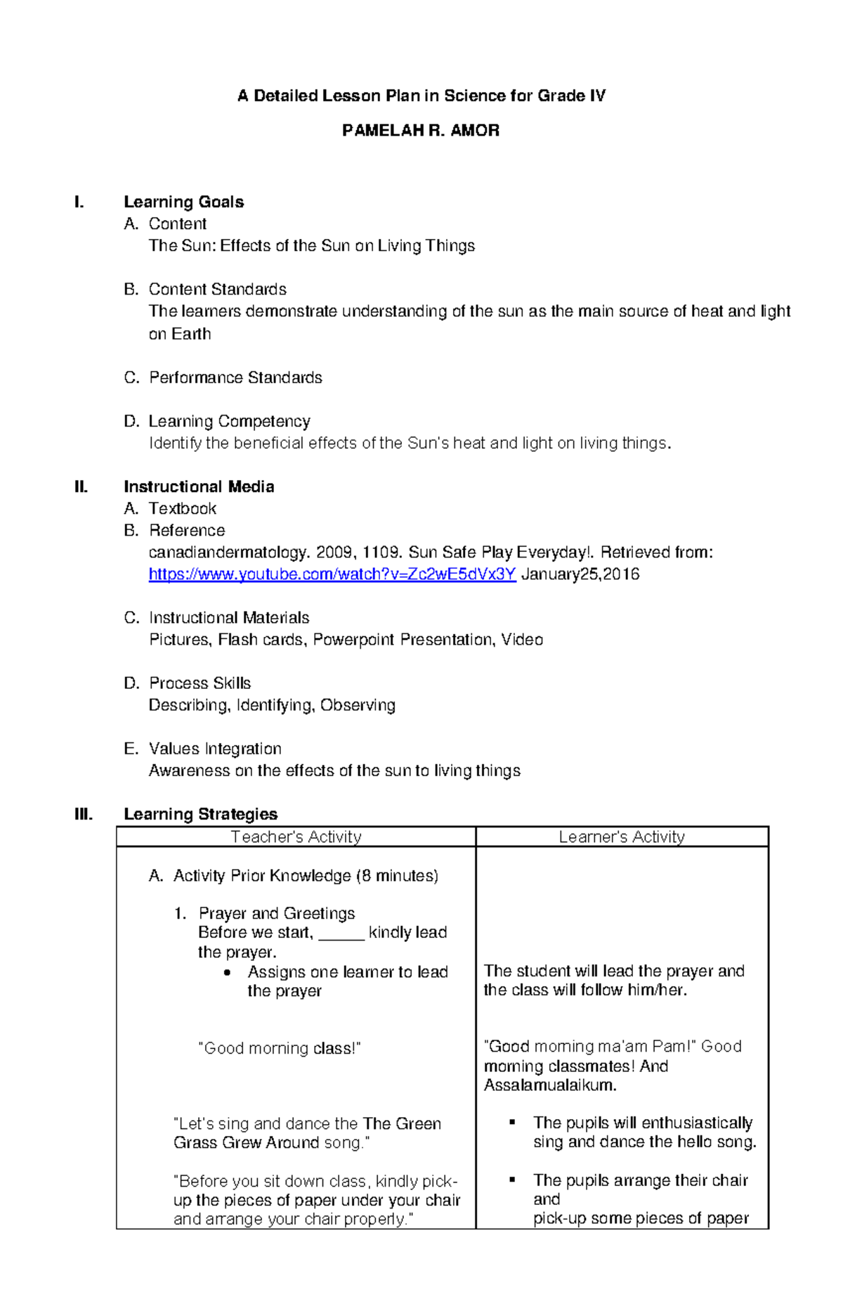 Pdfcoffee.com 1-638-pdf-free - A Detailed Lesson Plan in Science for Grade IV PAMELAH R. AMOR I ...