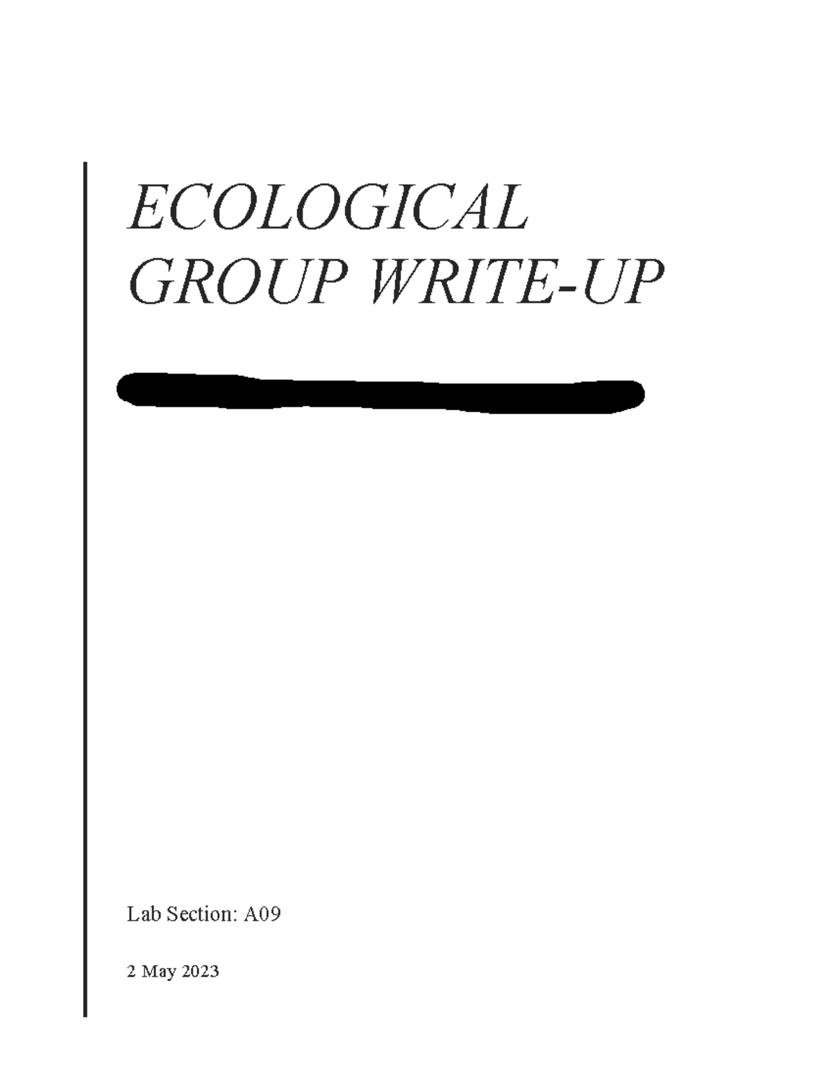 Ecological Diversity Writeup - ECOLOGICAL GROUP WRITE-UP Lab Group ...