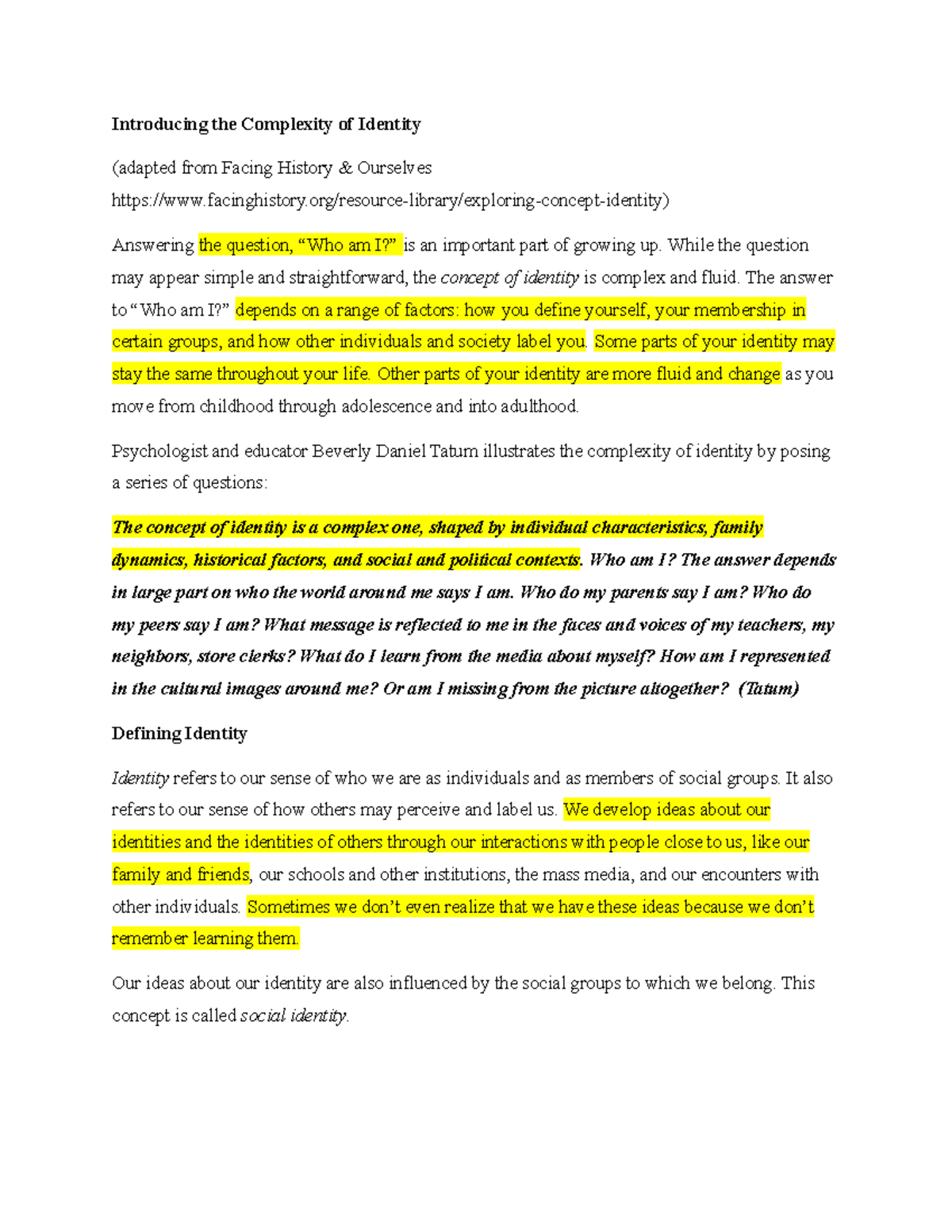 Exploring the Concept of Identity - Introducing the Complexity of ...