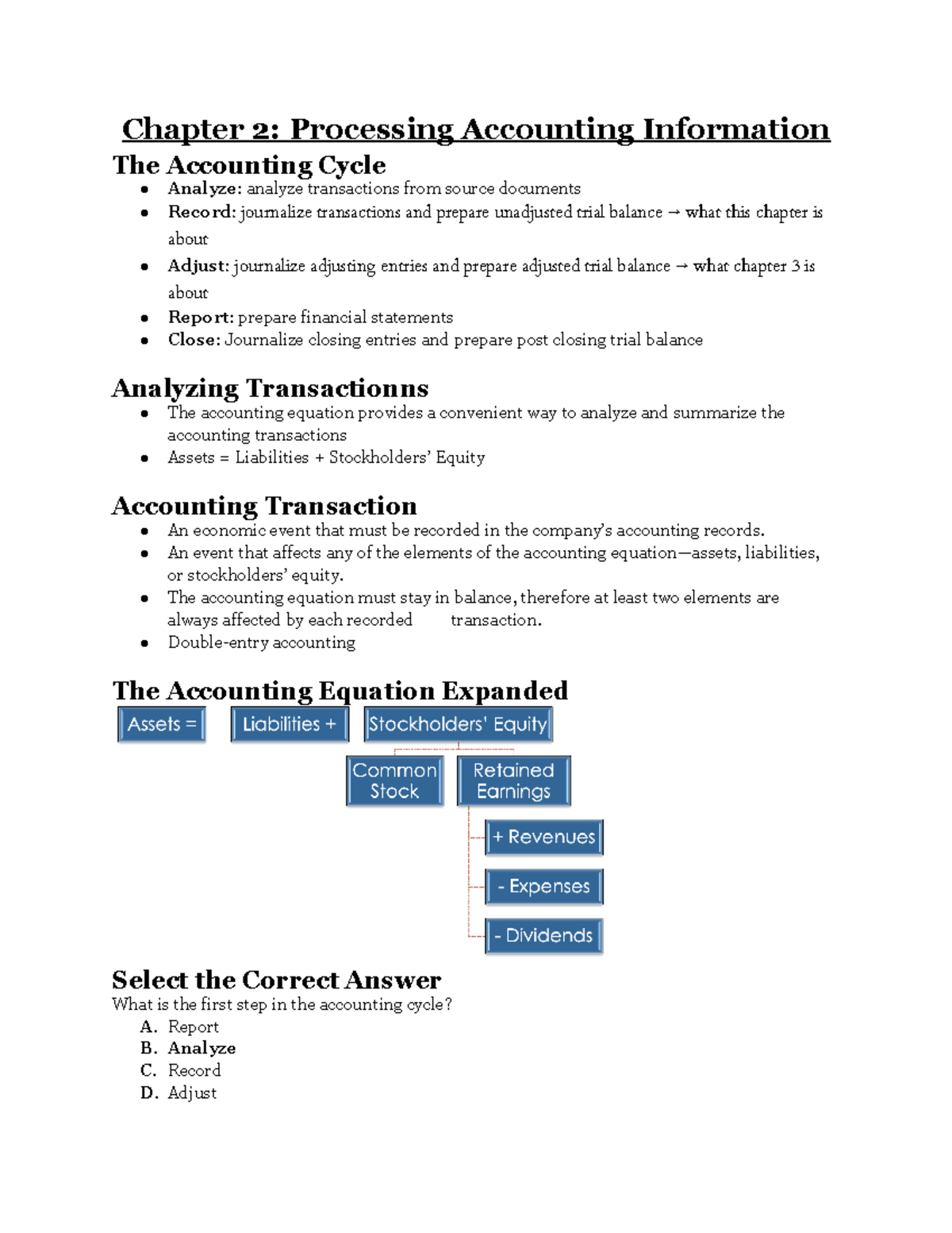 Chapter 2 Processing Accounting Information Chapter 2 Processing Accounting Information The