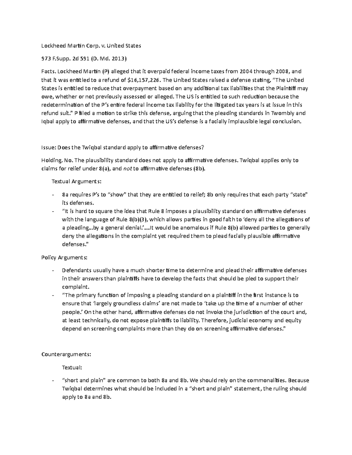 Lockheed Martin Corp. v. United States - Lockheed Martin Corp. v ...