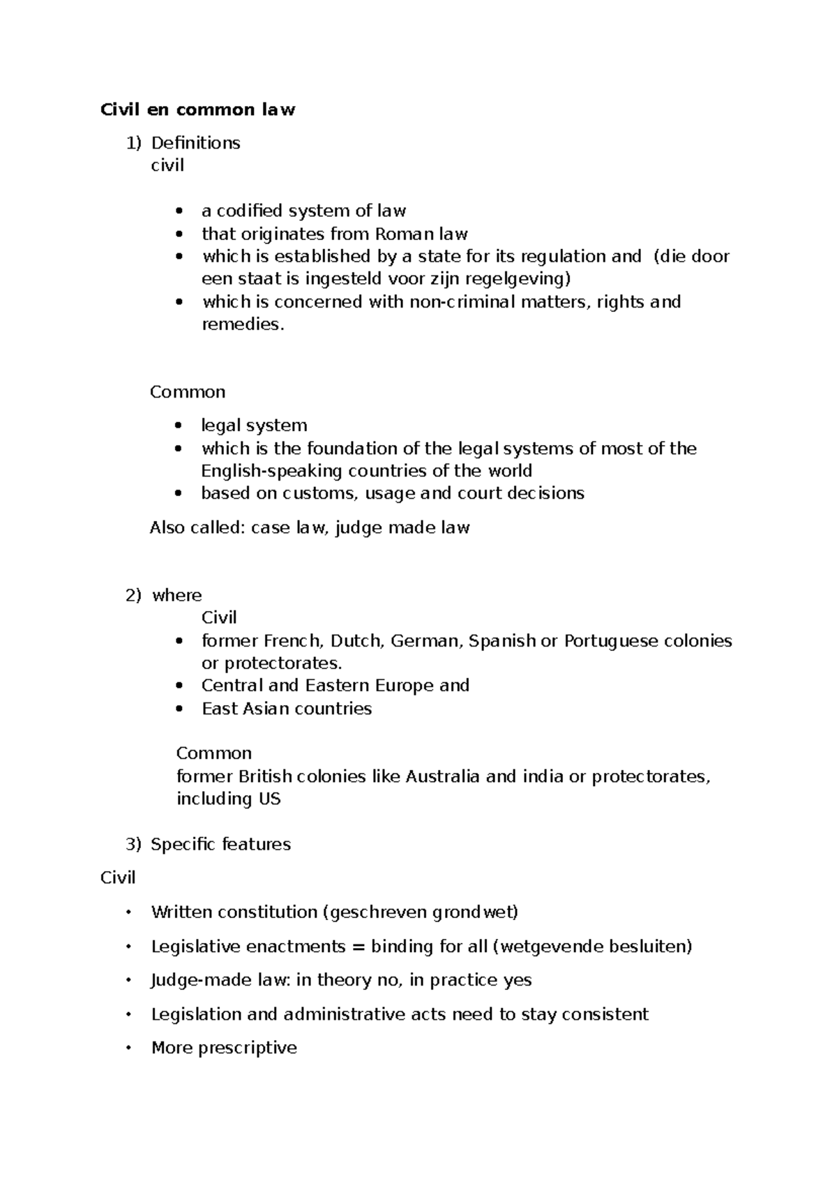Voc ppt 1 - Civil en common law 1) Definitions civil a codified system ...