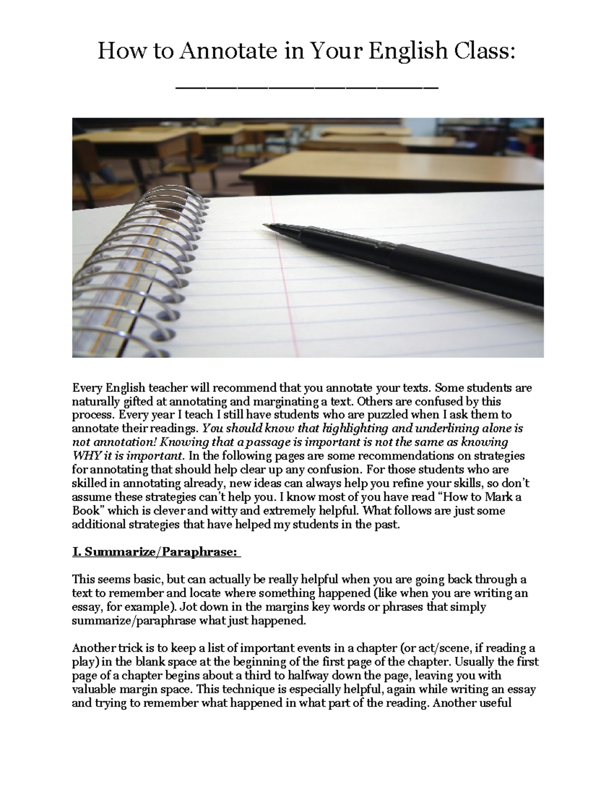 How to Annotate in Your English Class - How to Annotate in Your English ...