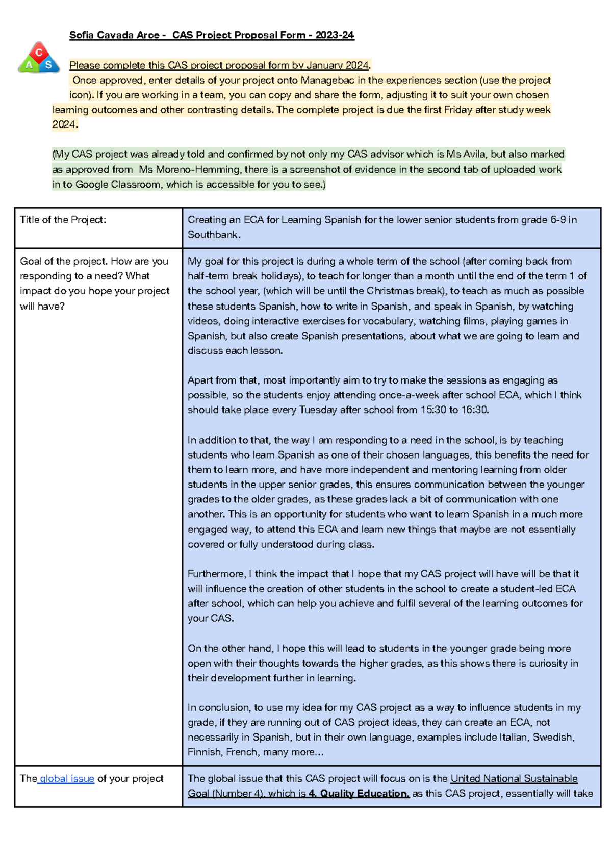 Sofia Cavada Arce - CAS Project Proposal Form (2024) - Once approved ...