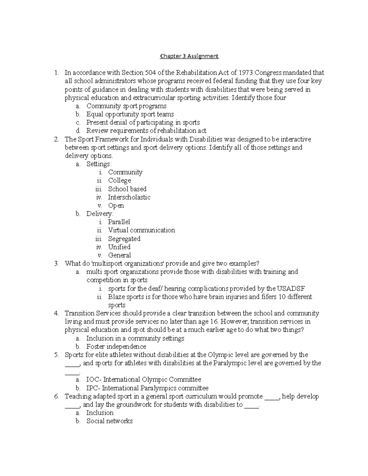 Assignment 3 - Special populations-R. Bonnette - Chapter 3 Assignment In accordance with Section ...