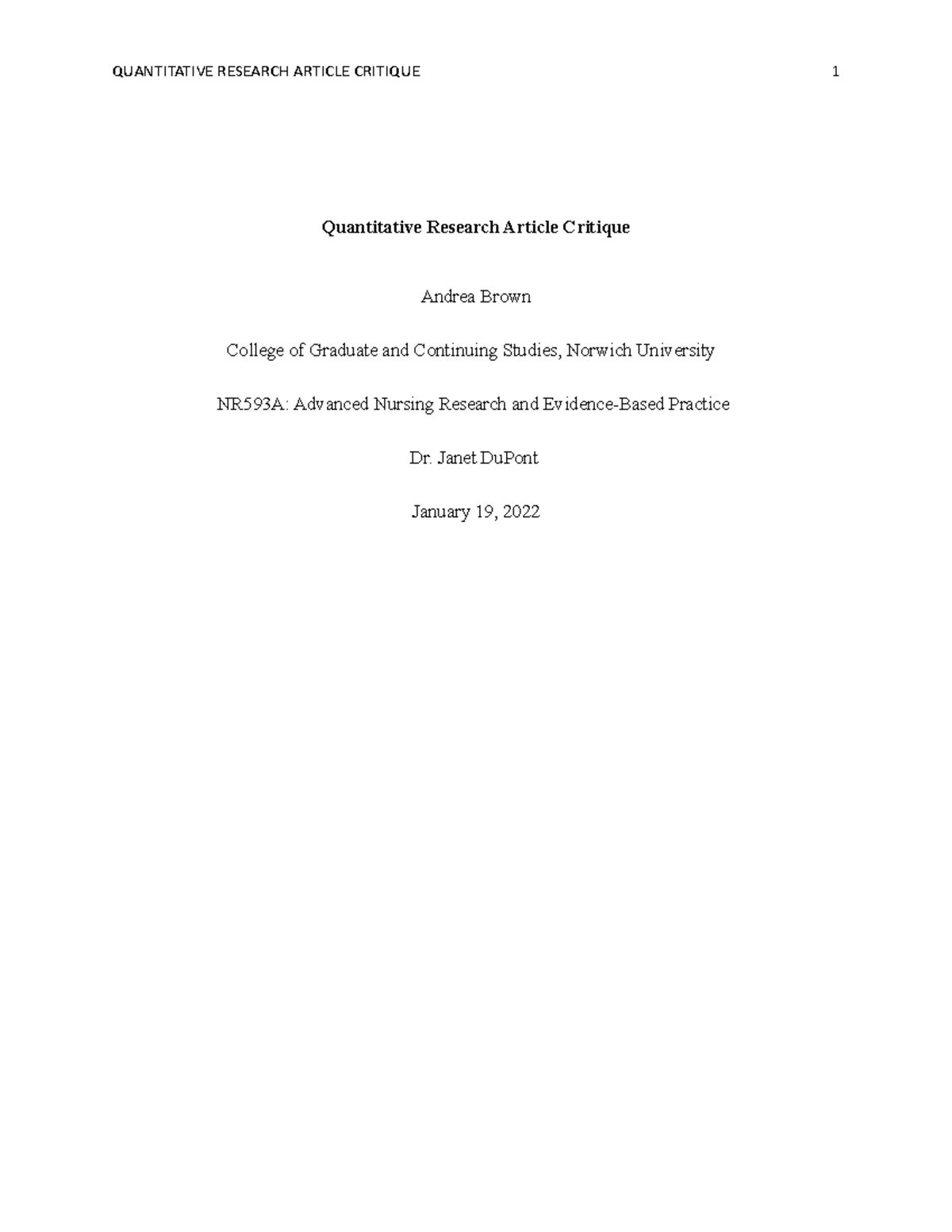Quantitative Critique NR593 Andrea Brown - Quantitative Research ...