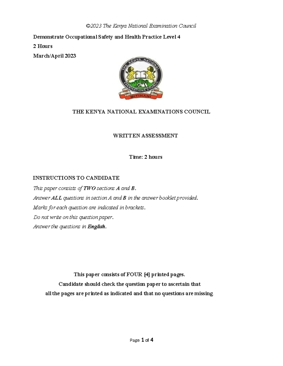 4-Community Health-1679391689.Candidate Wrtitten assessment level 4 ...