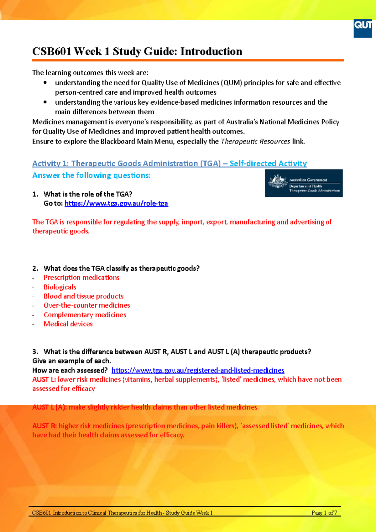 CSB601 Week 1 Study Guide Introduction Evidence based resources 2022s1 SV - CSB601 Week 1 Study ...