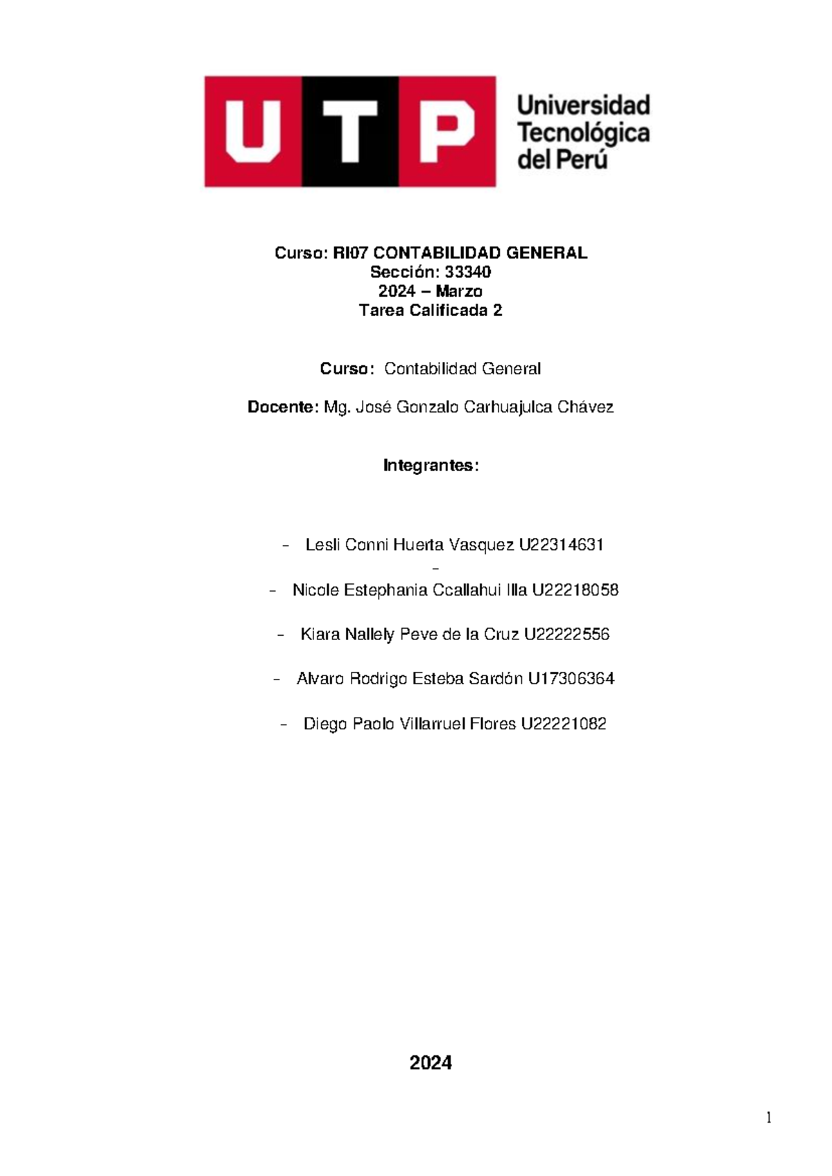 Tarea Academica 2 - Curso: RI07 CONTABILIDAD GENERAL Sección: 33340 ...
