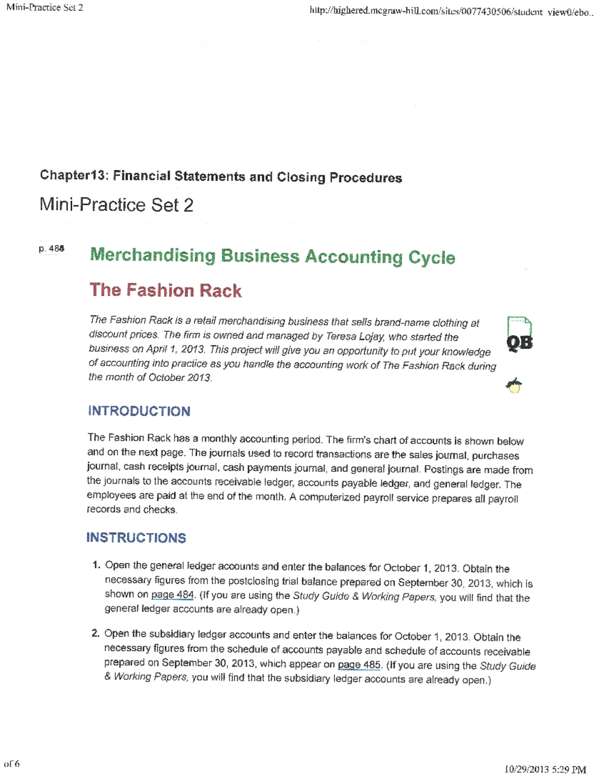 Mini Practice Set 2 Instructions - Accounting - Studocu