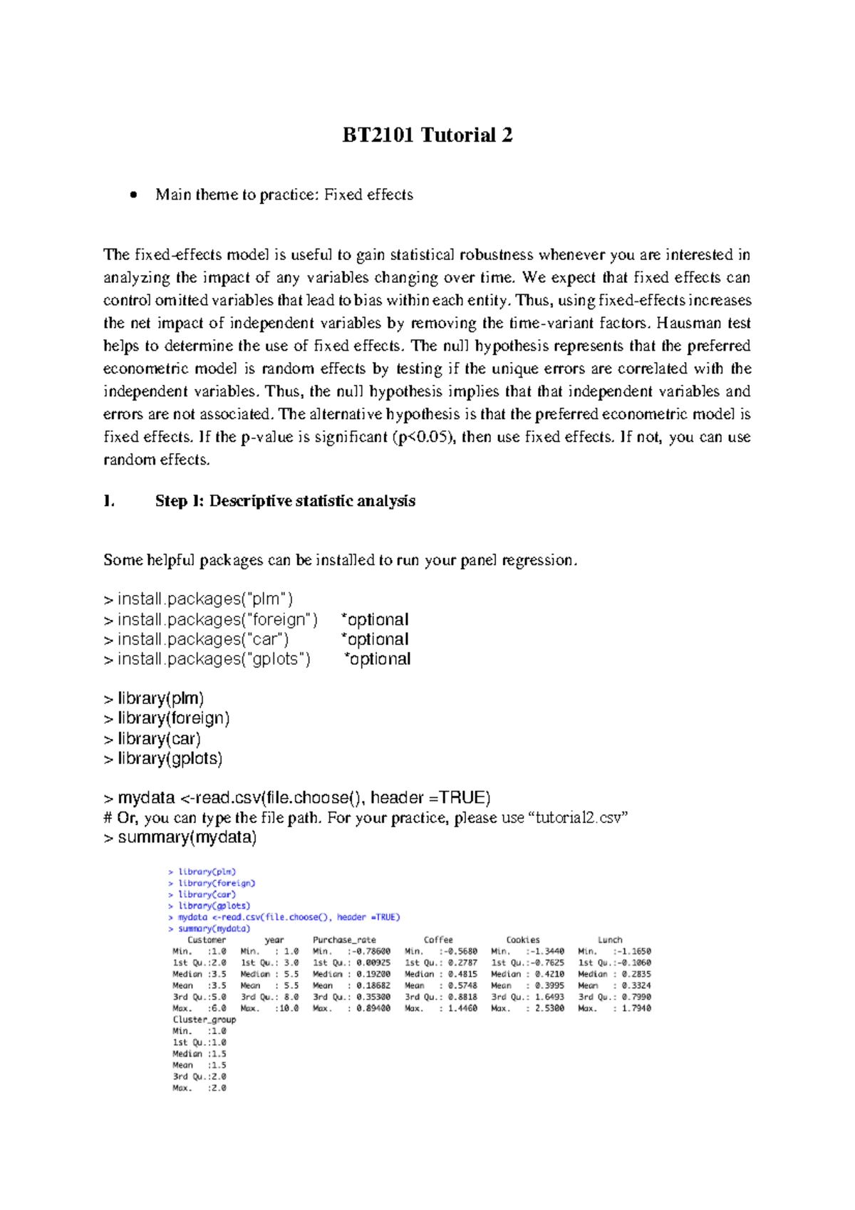 BT2101 Tutorial 2 - lecture notes - BT2101 Tutorial 2 Main theme to ...