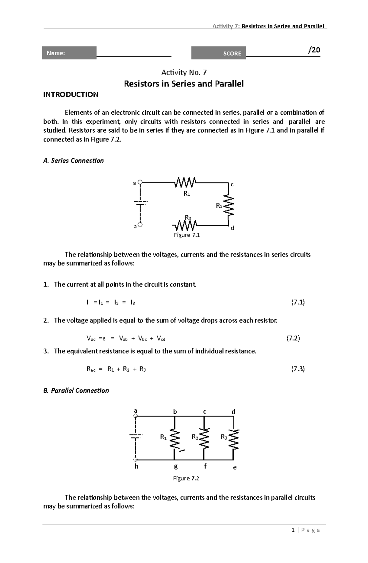 Activity 7-resistors - Activity 7: Resistors in Series and Parallel 1 ...