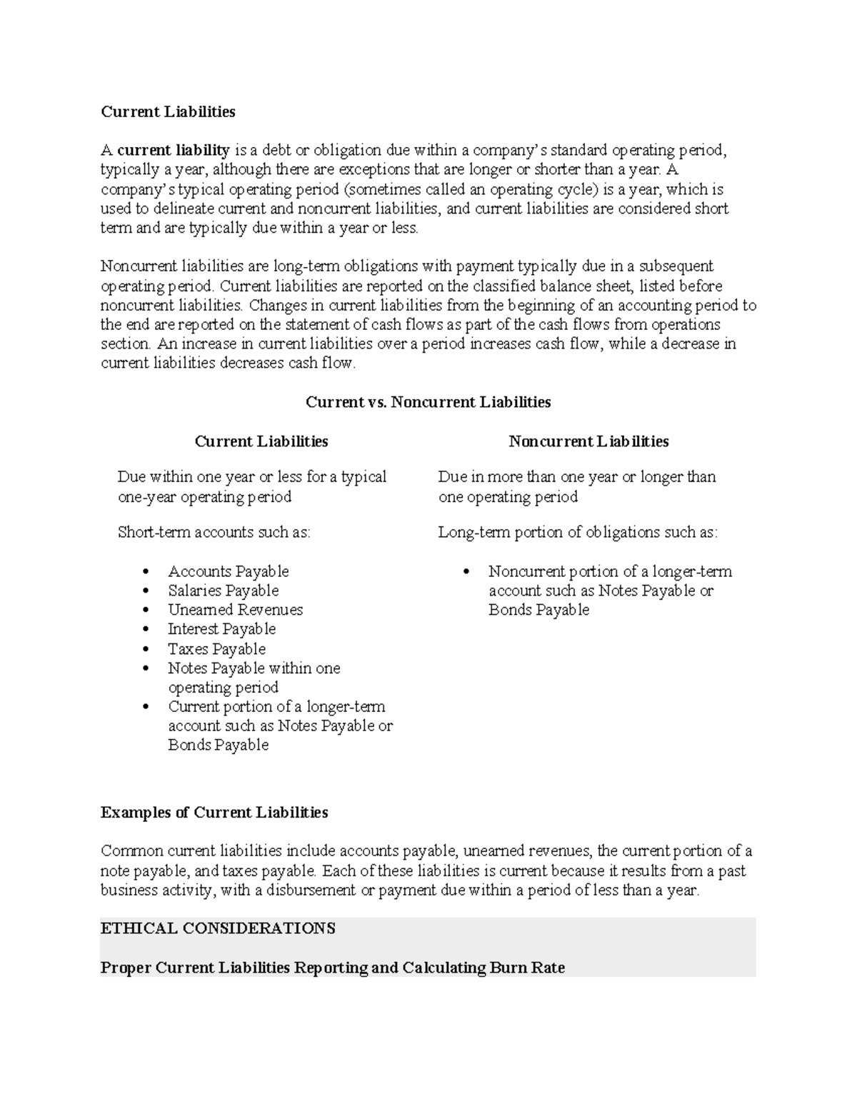 Current Liabilities notes - Current Liabilities A current liability is ...