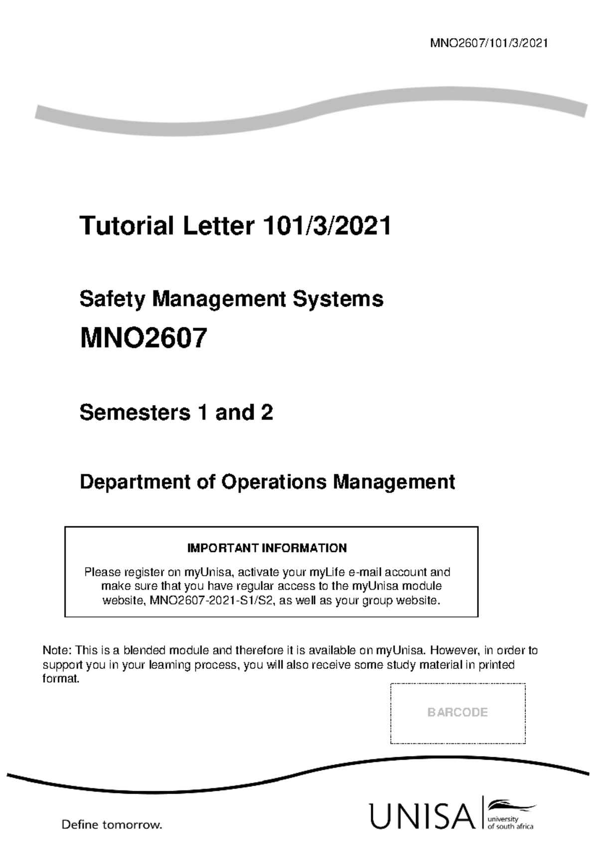 MNO2607 Tutorial letter - MNO2607/101/3/ Tutorial Letter 101/ 3 / 2021 ...