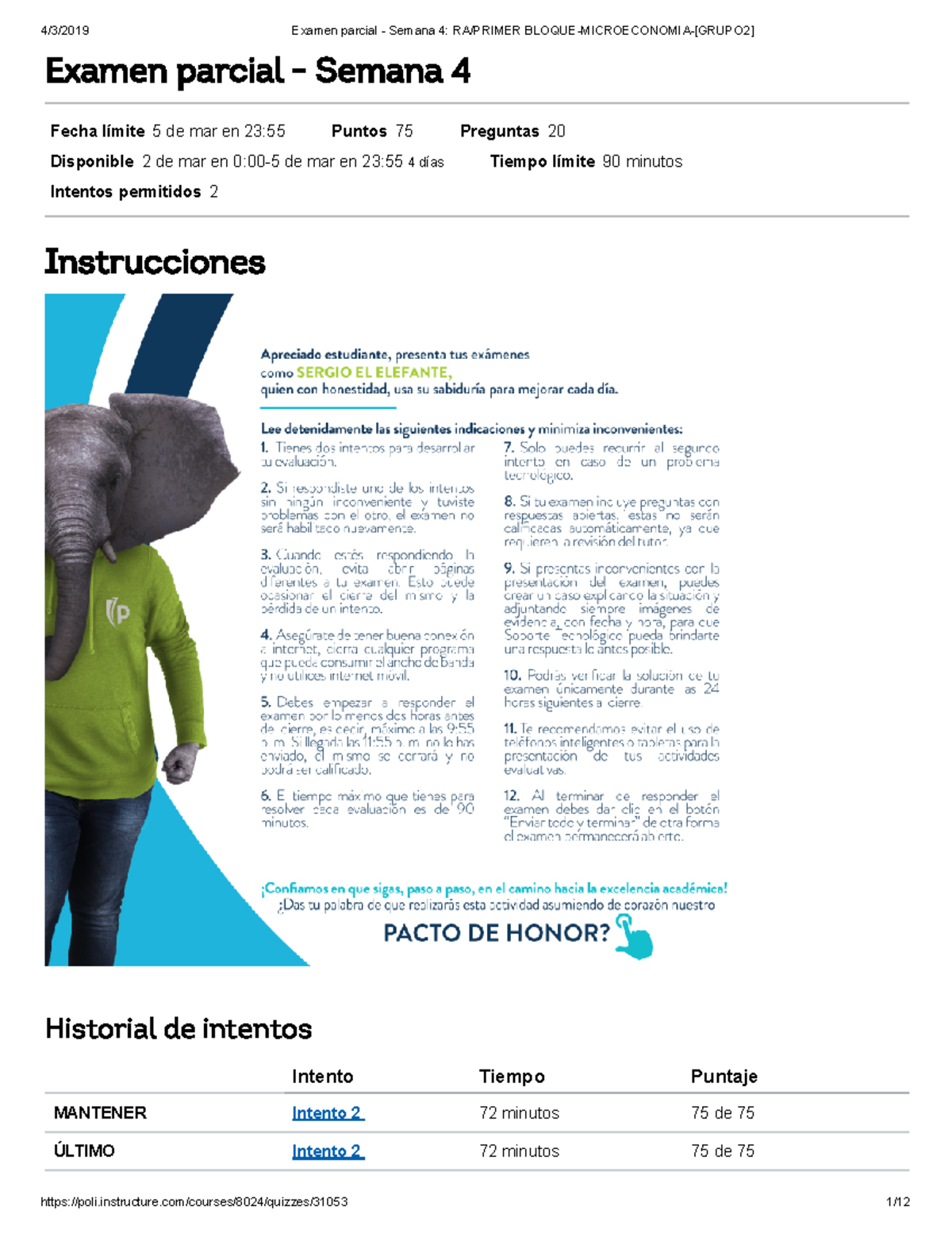 Examen 6 Marzo 2019, preguntas y respuestas - 4/3/2019 Examen parcial ...