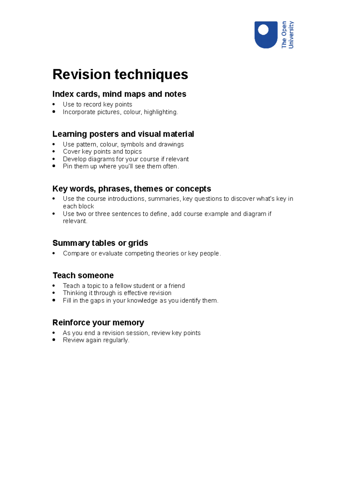 Revision-techniques - important notes on revision and getting the best ...