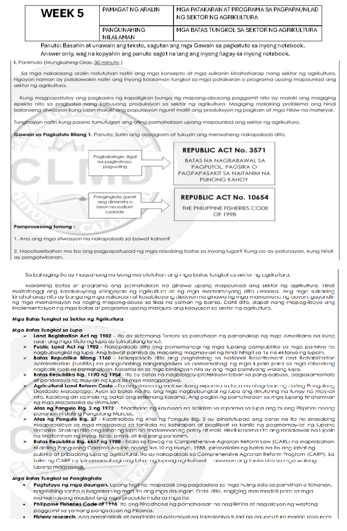 WEEK-5 - Yes - STEM - 2nd Semester - Panuto: Basahin at unawain ang teksto, sagutan ang mga ...
