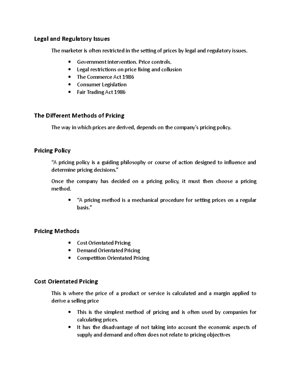 Legal and Regulatory Issues - Government intervention. Price controls ...