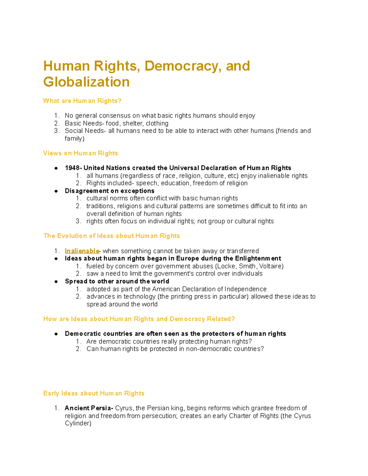 Human Rights Democracy and Globalization - Studocu