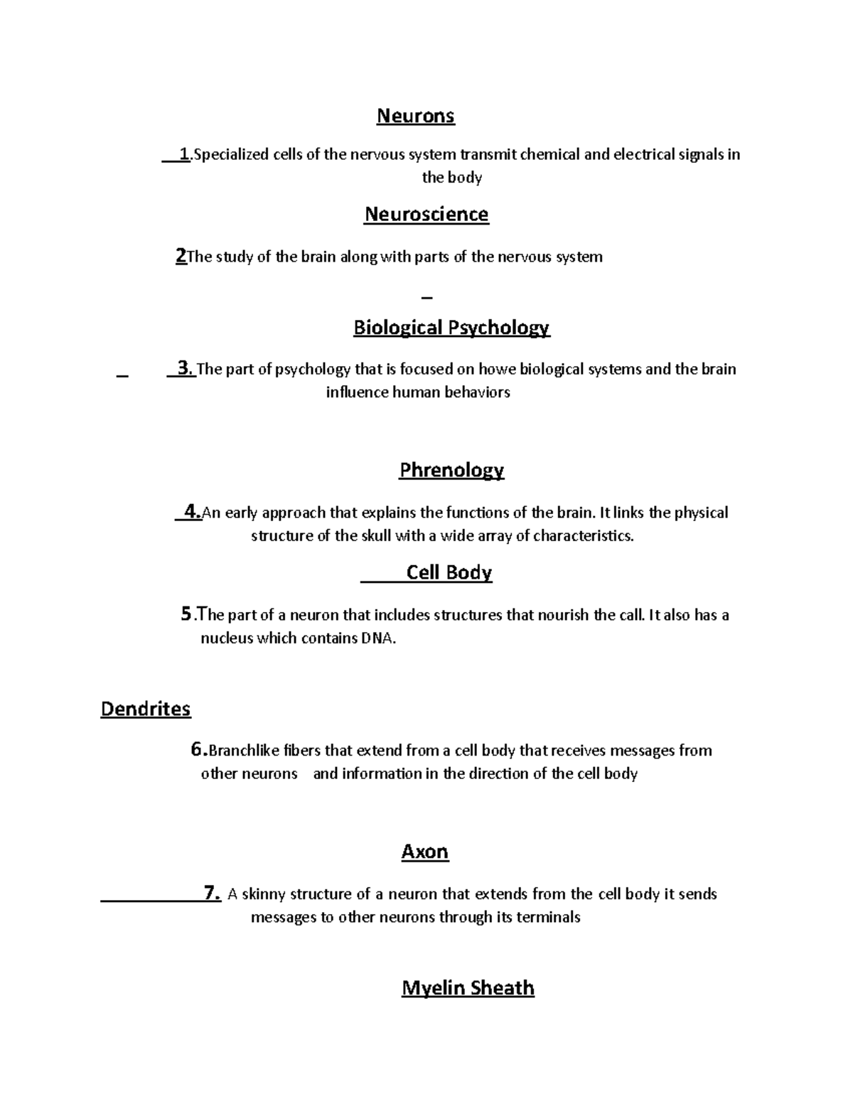 Chapter 2.1 - Notes - Neurons 1 .Specialized cells of the nervous ...