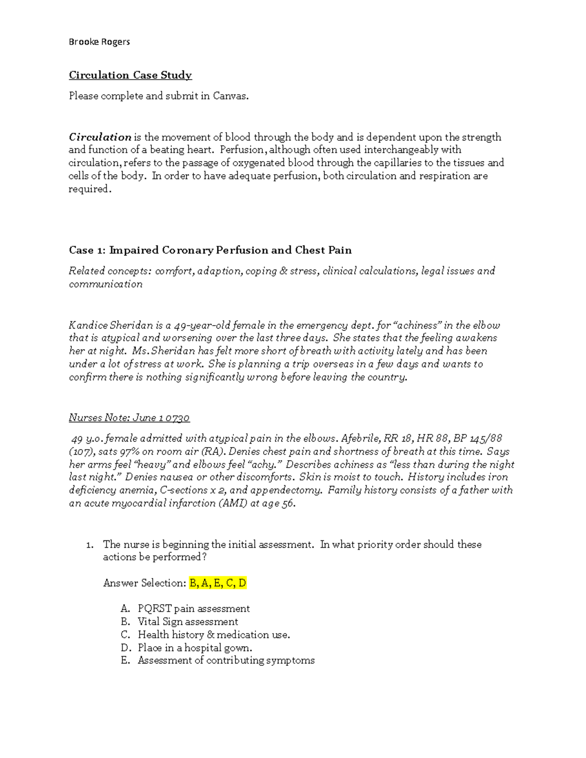 Circulation Case Study - Circulation Case Study Please complete and ...