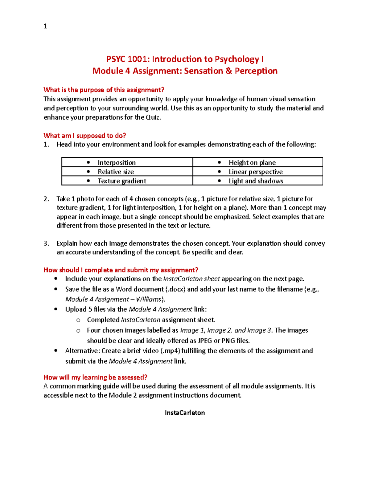Module 4 Assignment - 1 PSYC 1001: Introduction to Psychology I Module 4 Assignment: Sensation ...