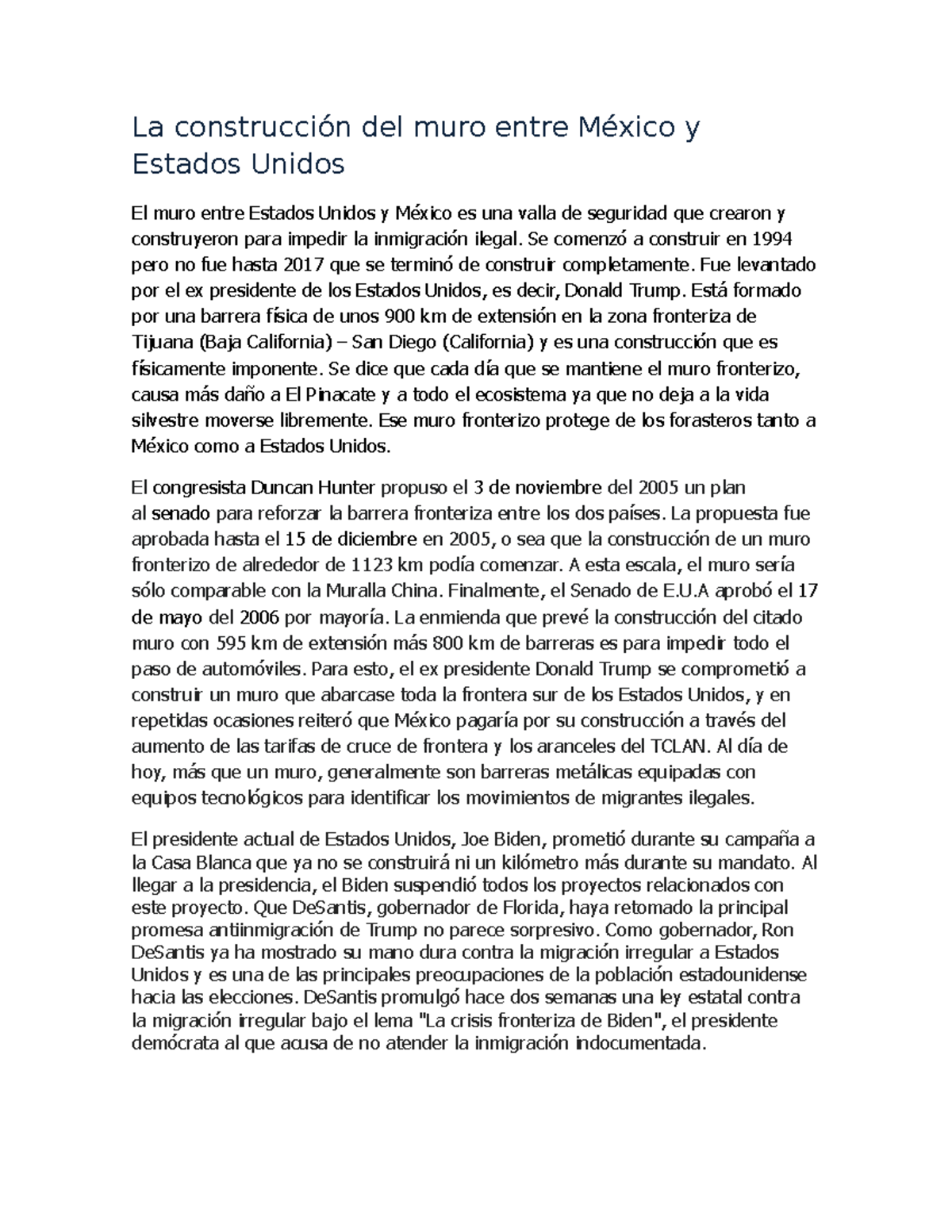 La construcción del muro entre México y Estados Unidos - La ...