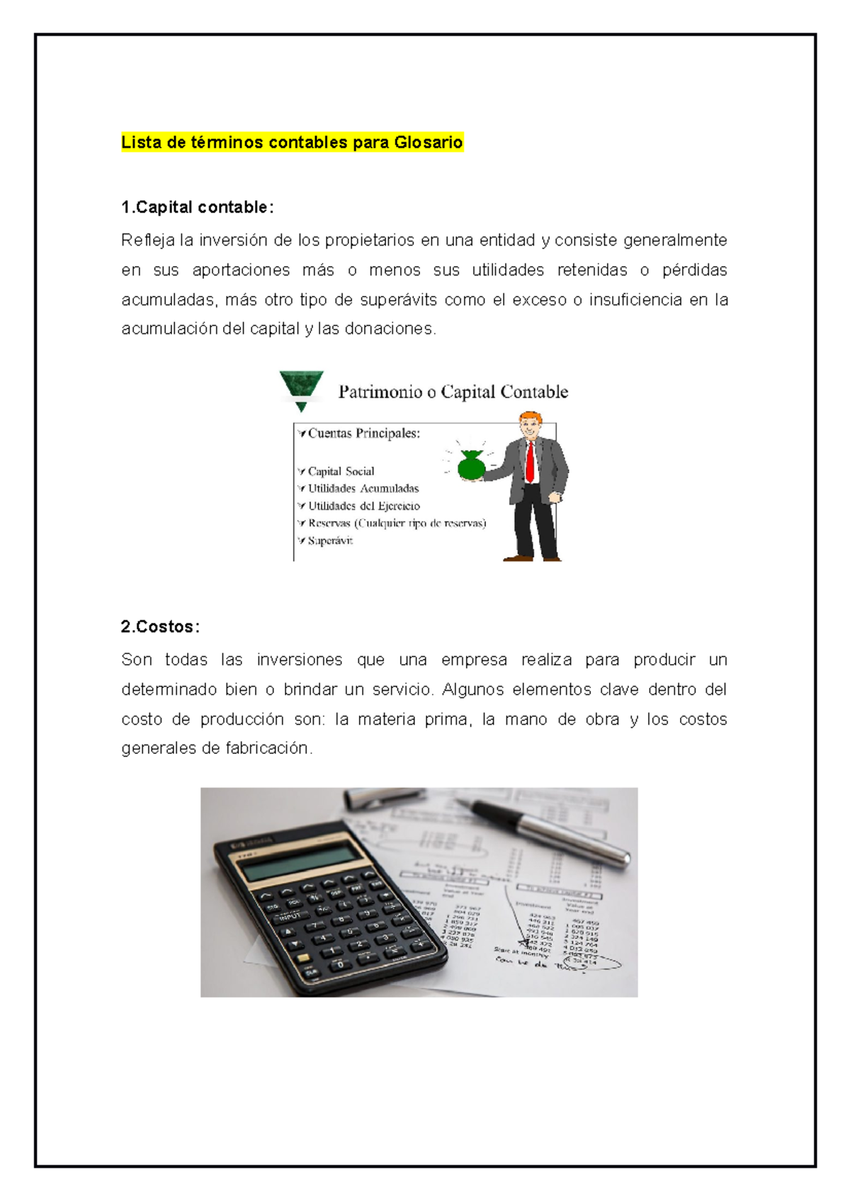 Glosario de contabilidad - Lista de términos contables para Glosario 1 ...