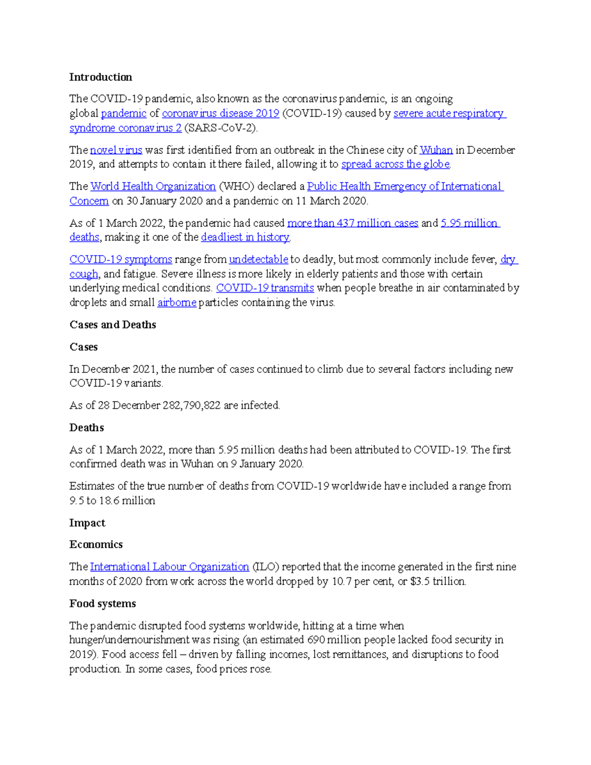 Covid-19 Speaker Notes - Introduction The COVID-19 pandemic, also known ...