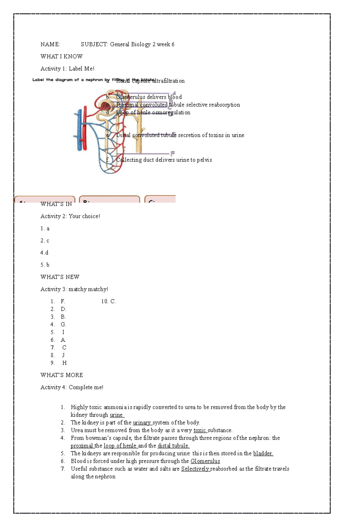 General Biology Activity -1-5 - NAME: SUBJECT: General Biology 2 week 6 ...