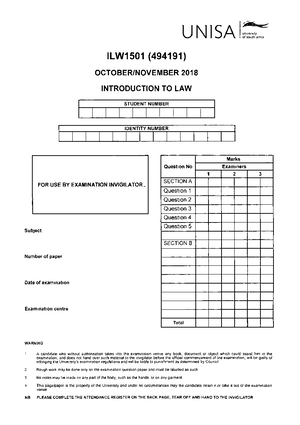 ILW quiz - Quiz - ILW1501/ FIRST SEMESTER: ASSIGNMENT 02 Question 1 The ...