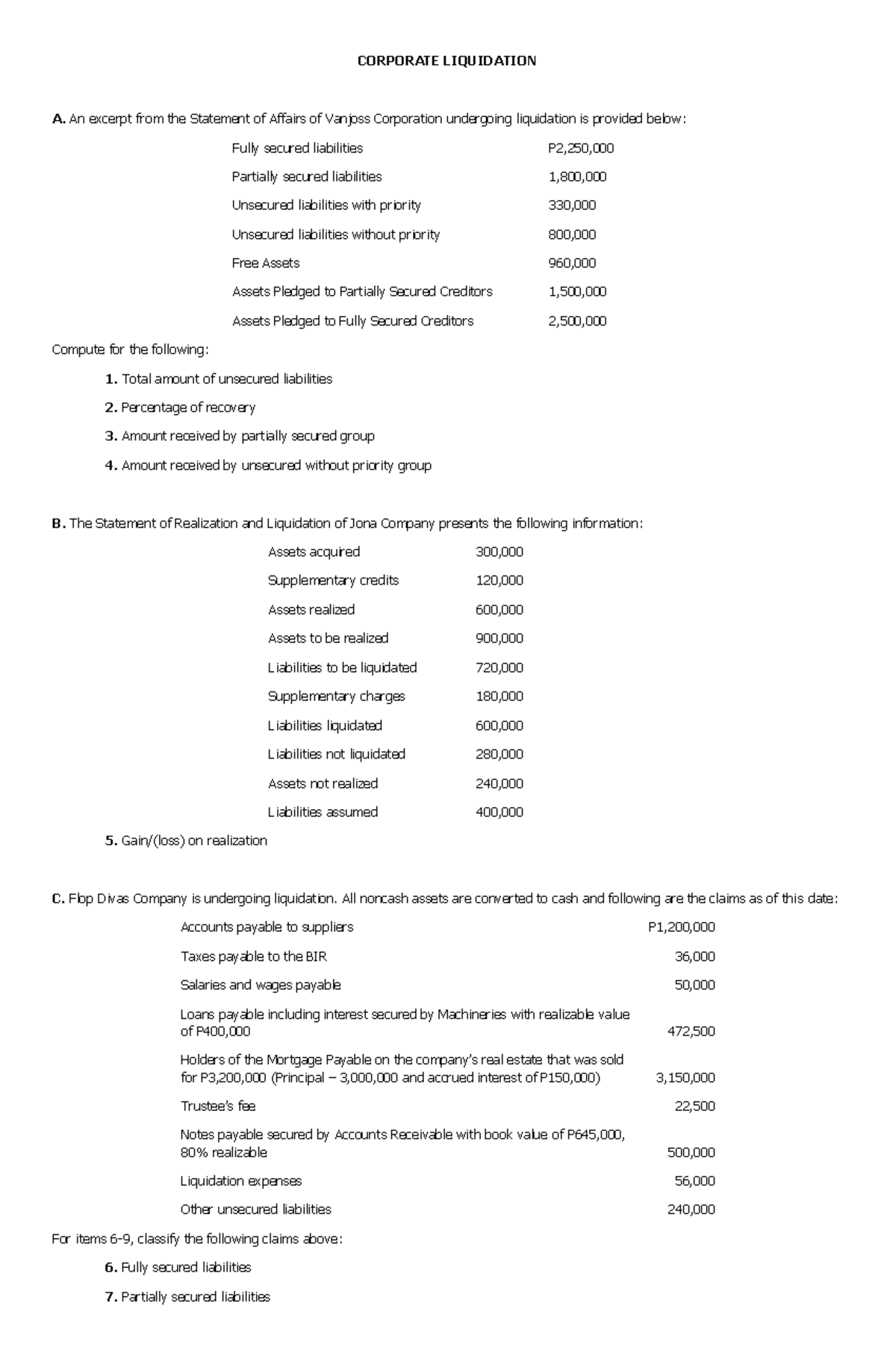 2 Corporate Liquidation - CORPORATE LIQUIDATION A. An excerpt from the ...