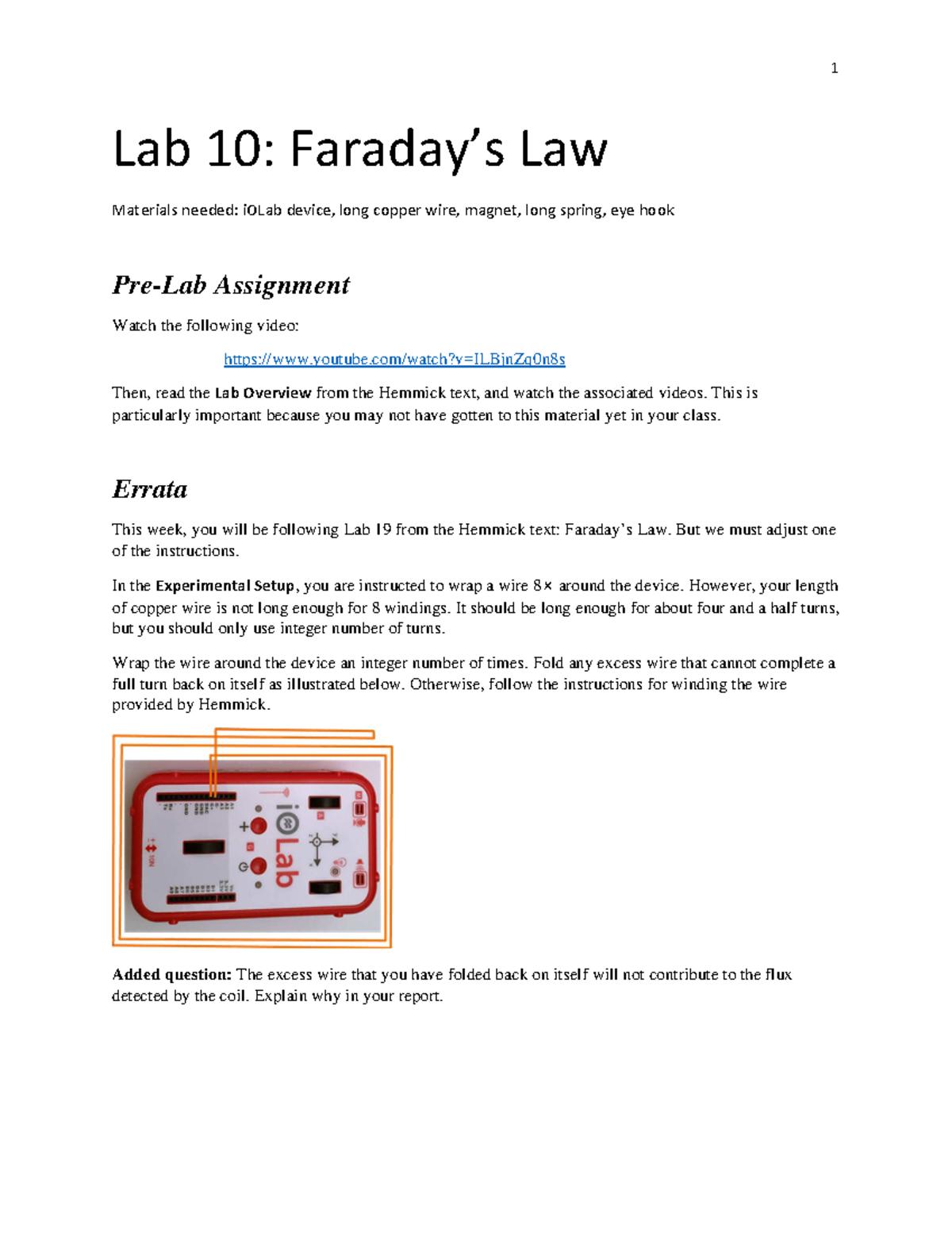 Lab 10 Faradays Law addendum - Warning: TT: undefined function: 32 1 Lab 10: Faraday’s Law ...