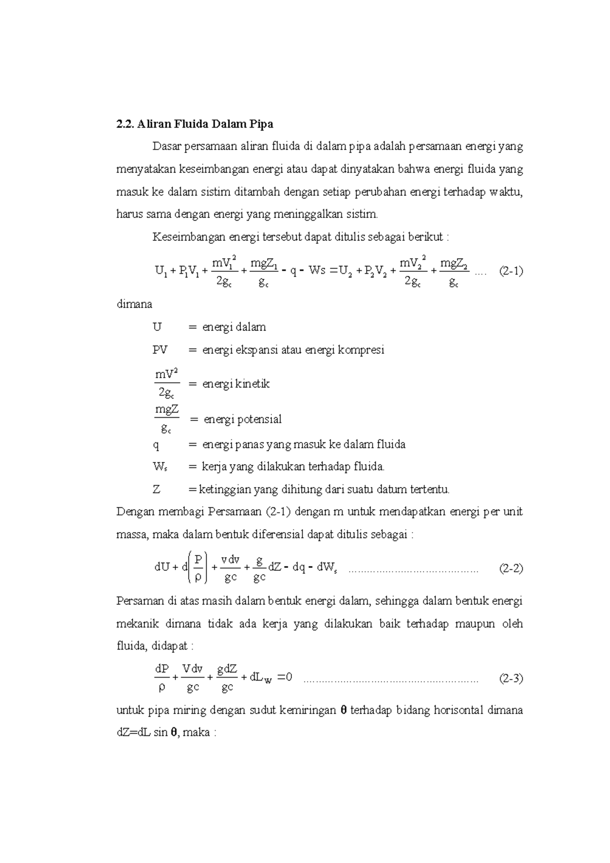 Aliran Fluida dalam Pipa 01 - Aliran Fluida Dalam Pipa Dasar persamaan aliran fluida di dalam ...