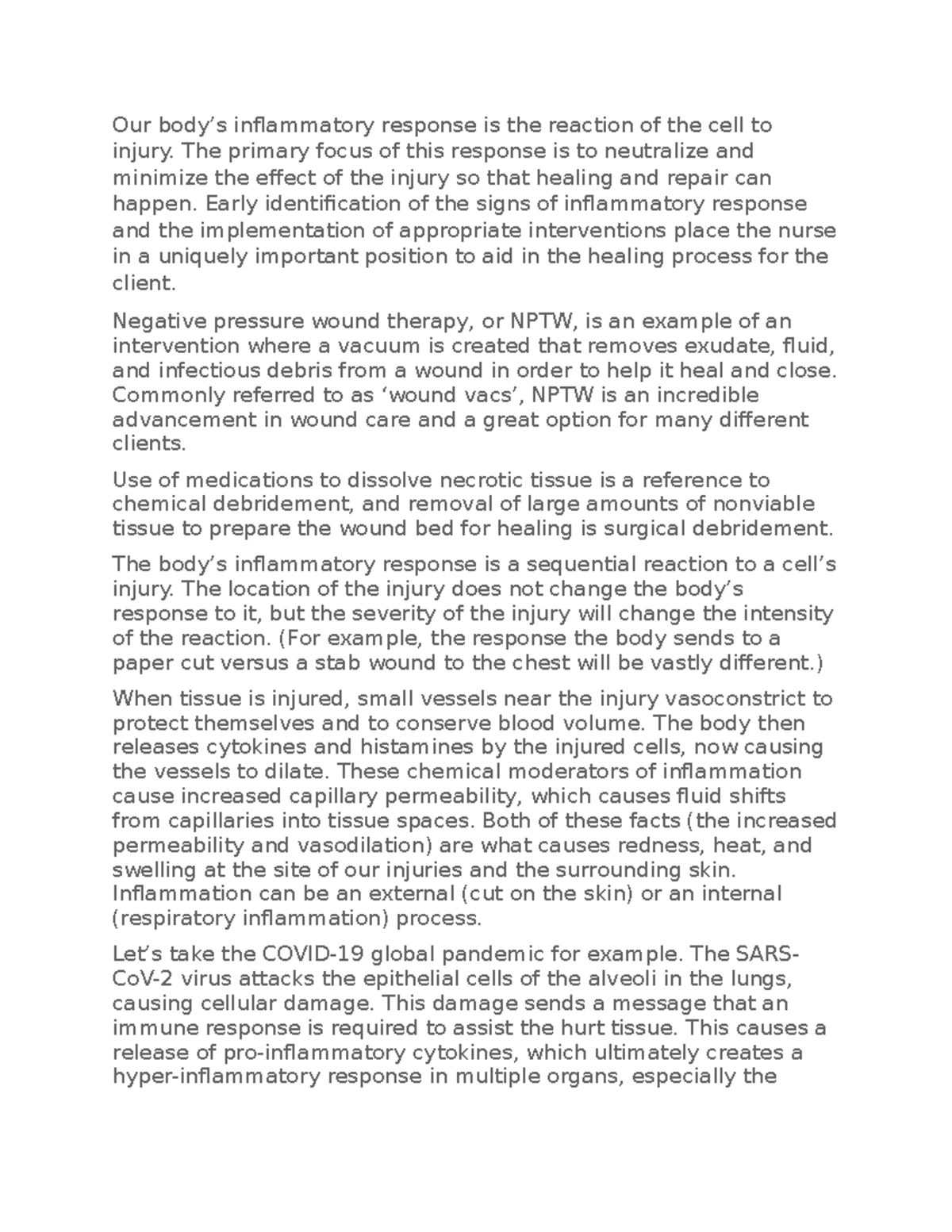 Altered Inflammation - Our body’s inflammatory response is the reaction ...