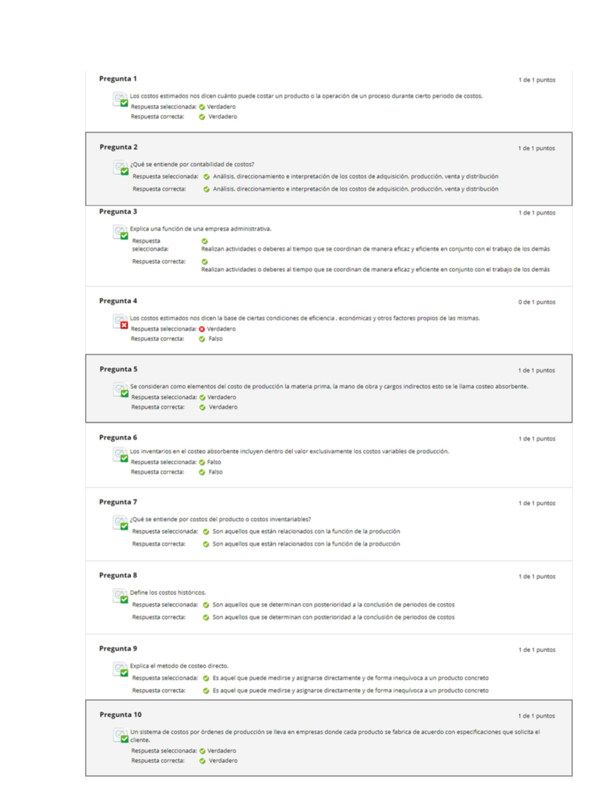 Contabilidad de Costos. A9 Automatizada - Pregunta 1 1 de puntos Los costos estimados nos dicen ...