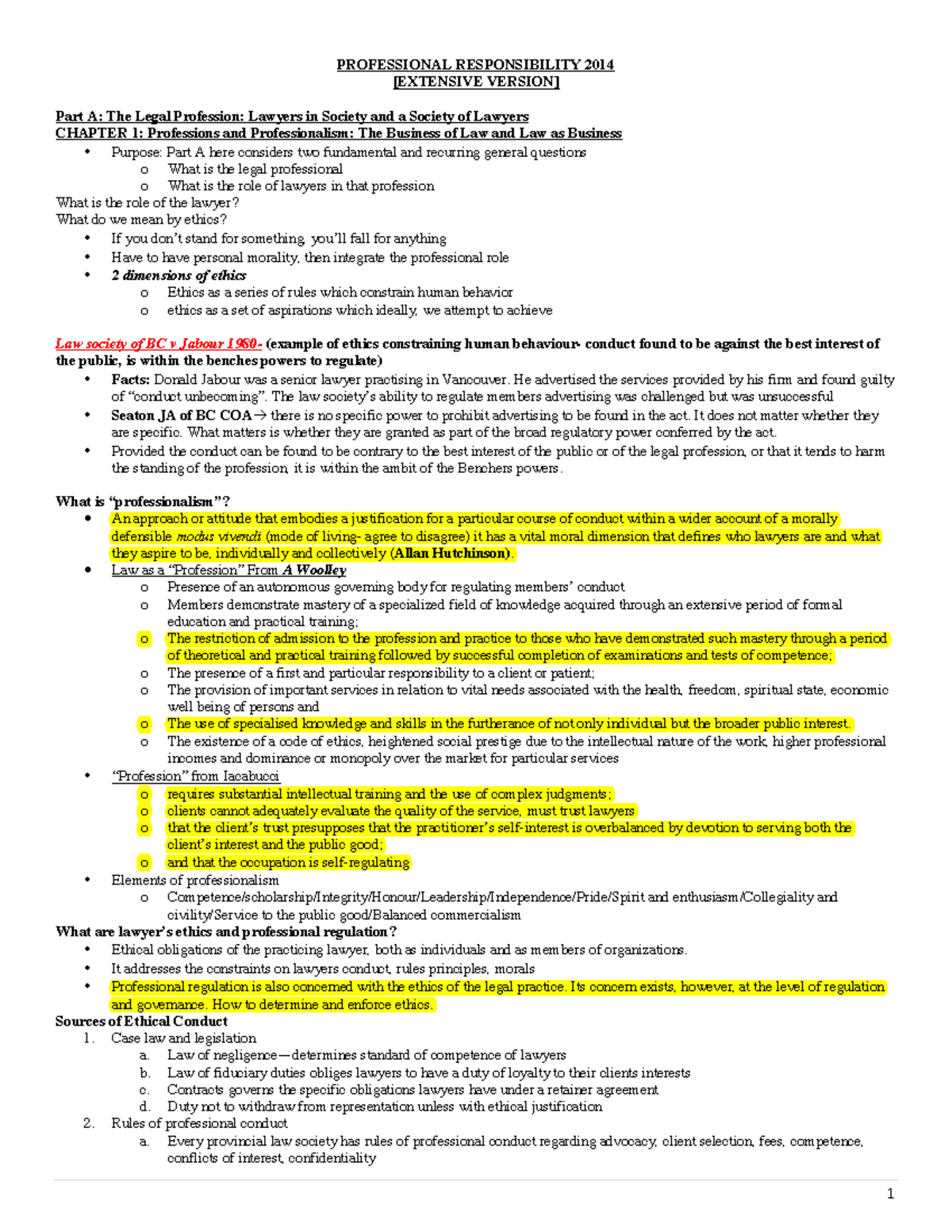 Extensive Notes - PROFESSIONAL RESPONSIBILITY 2014 [EXTENSIVE VERSION ...