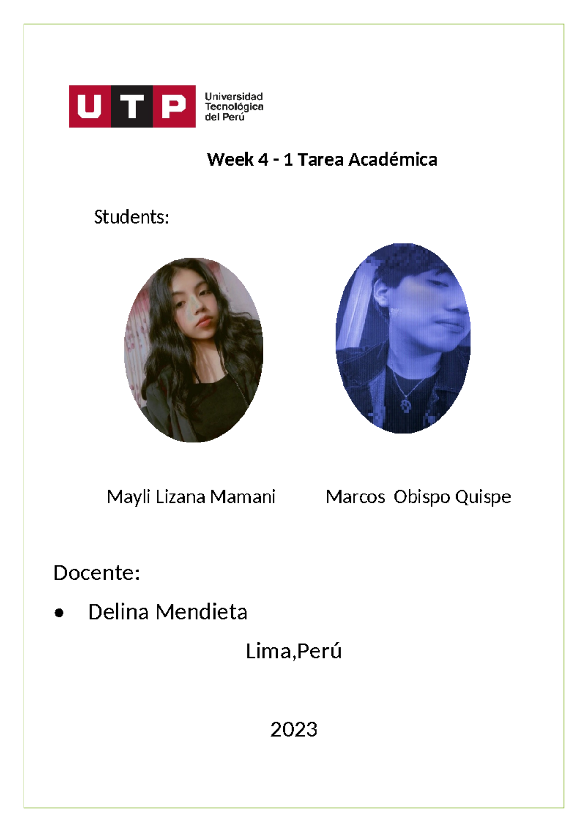 Week 4 Mayli lizana Marco Obispo - Week 4 - 1 Tarea Académica Students ...