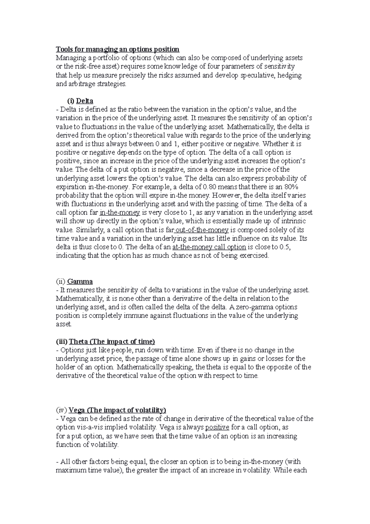 Tools for managing an options position - Tools for managing an options ...