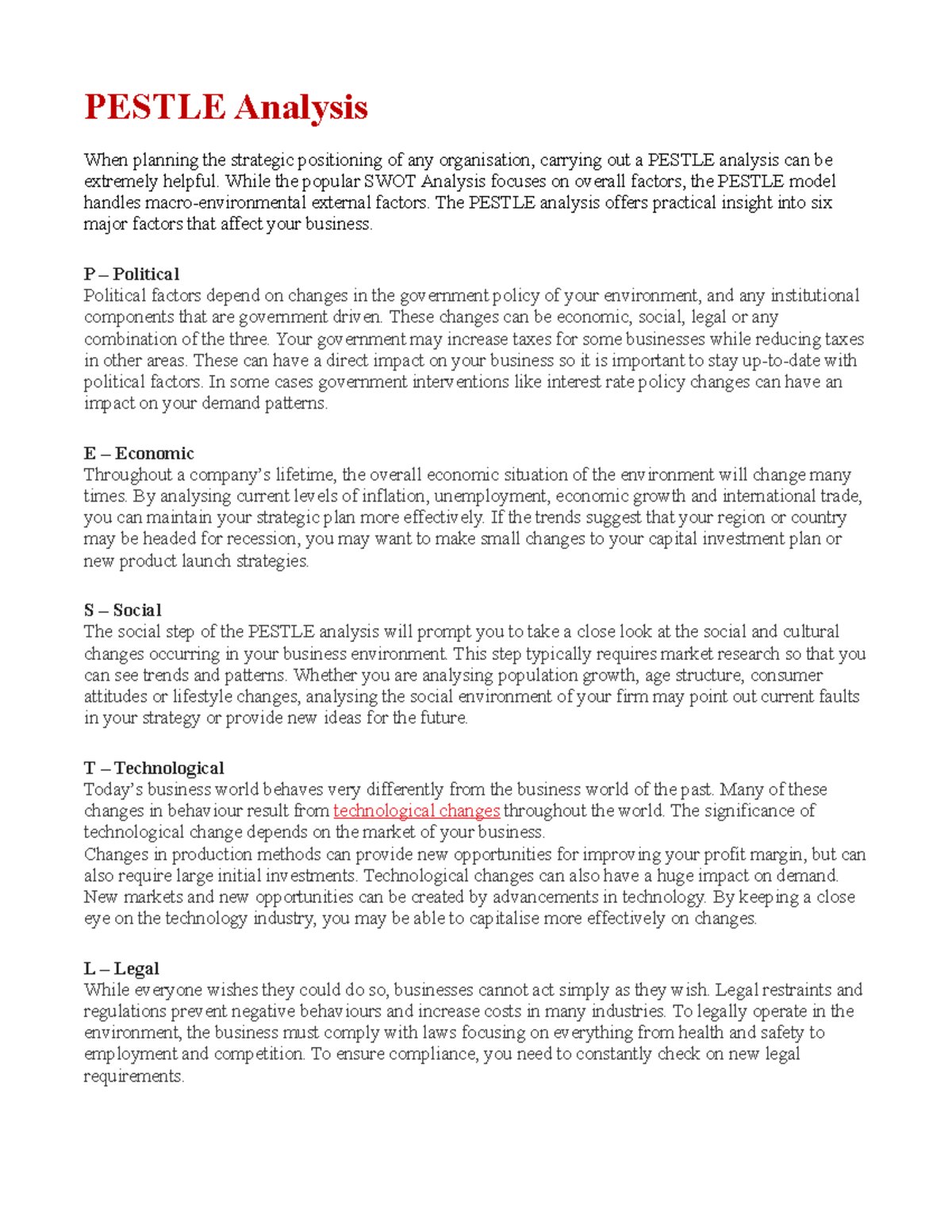 8375 - Project - All - Pestle Analysis - PESTLE Analysis When planning ...