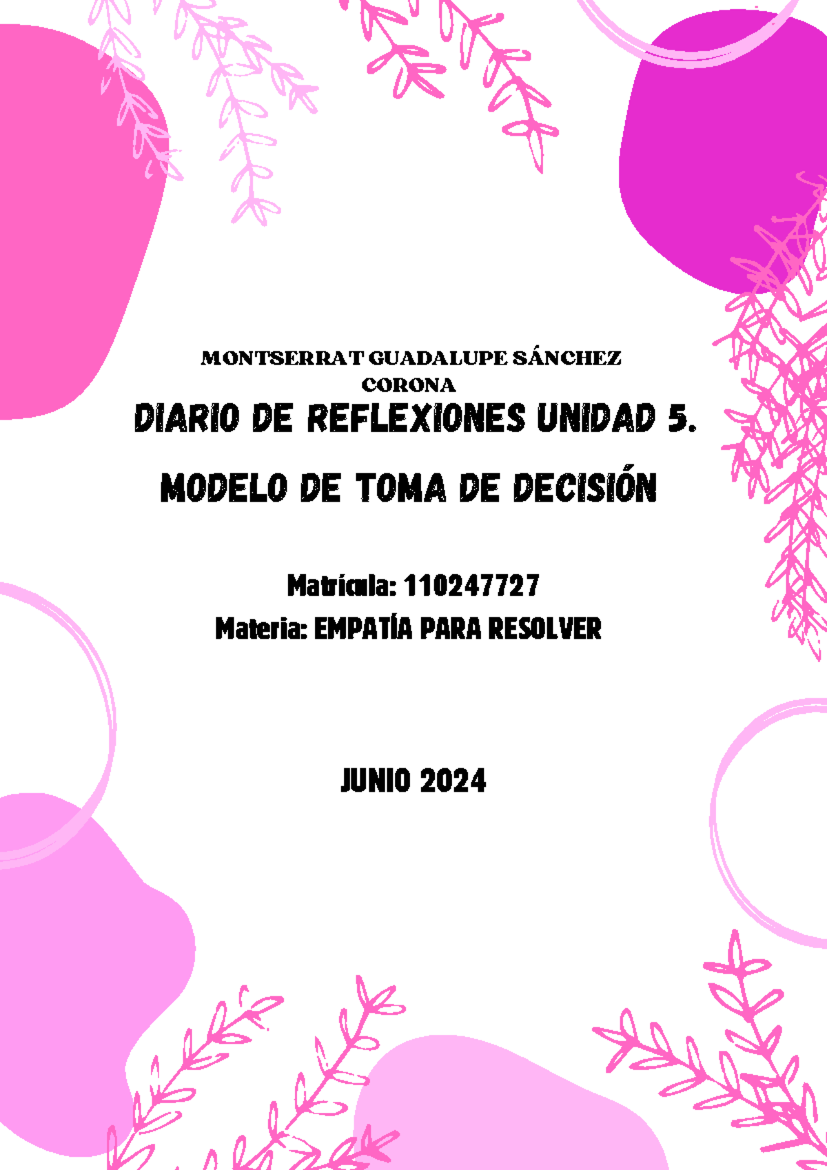 Diario de reflexiones Unidad 5. Modelo de toma de decisión - Diario de reflexiones Unidad 5 ...