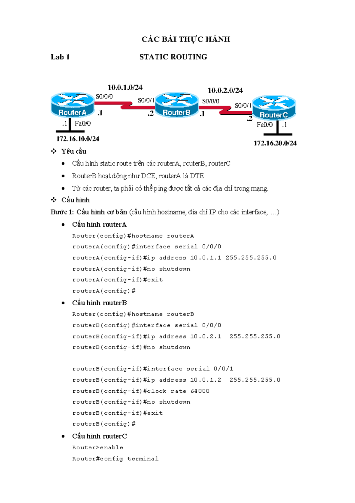 Lab-Routing-MCB - nothing - CÁC BÀI THỰC HÀNH Lab 1 STATIC ROUTING Yêu ...