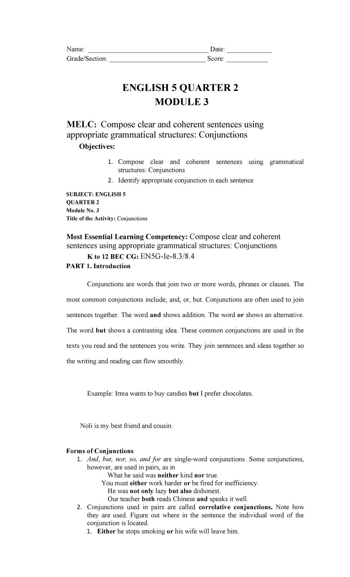 Ilide - module - Name: ___________________________________ Date ...