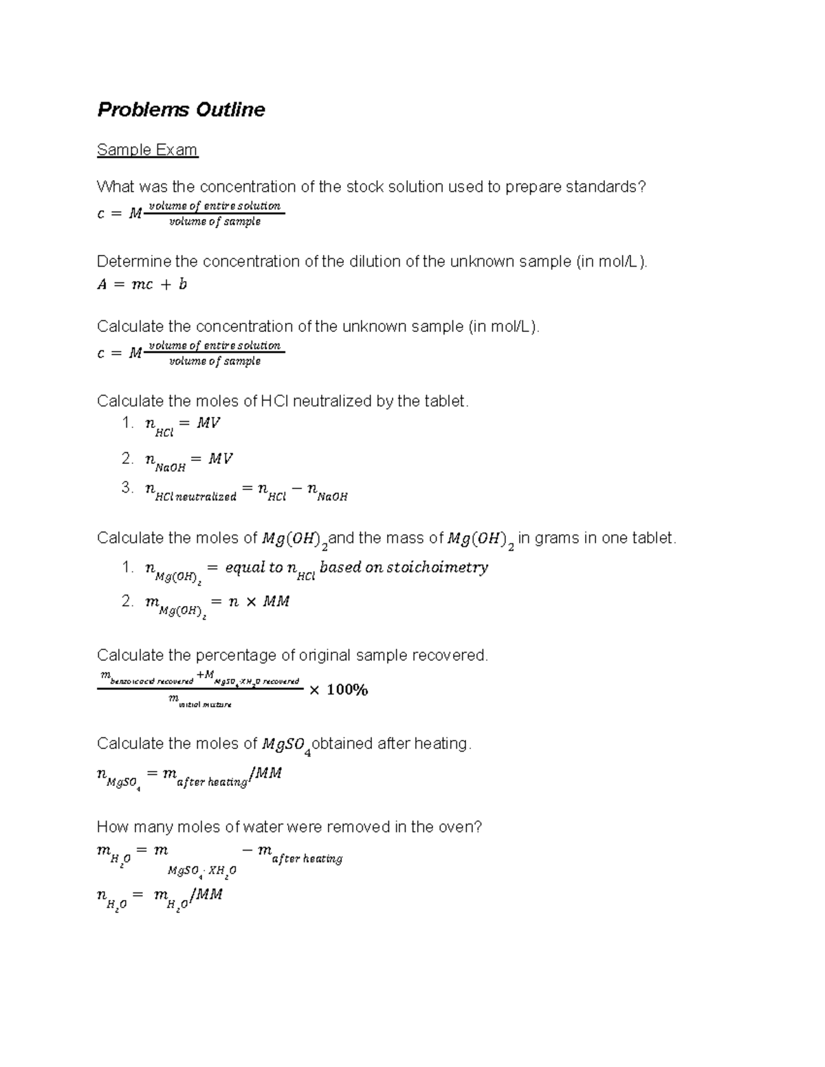 Lab Exam Problems Outline - Problems Outline Sample Exam What was the ...