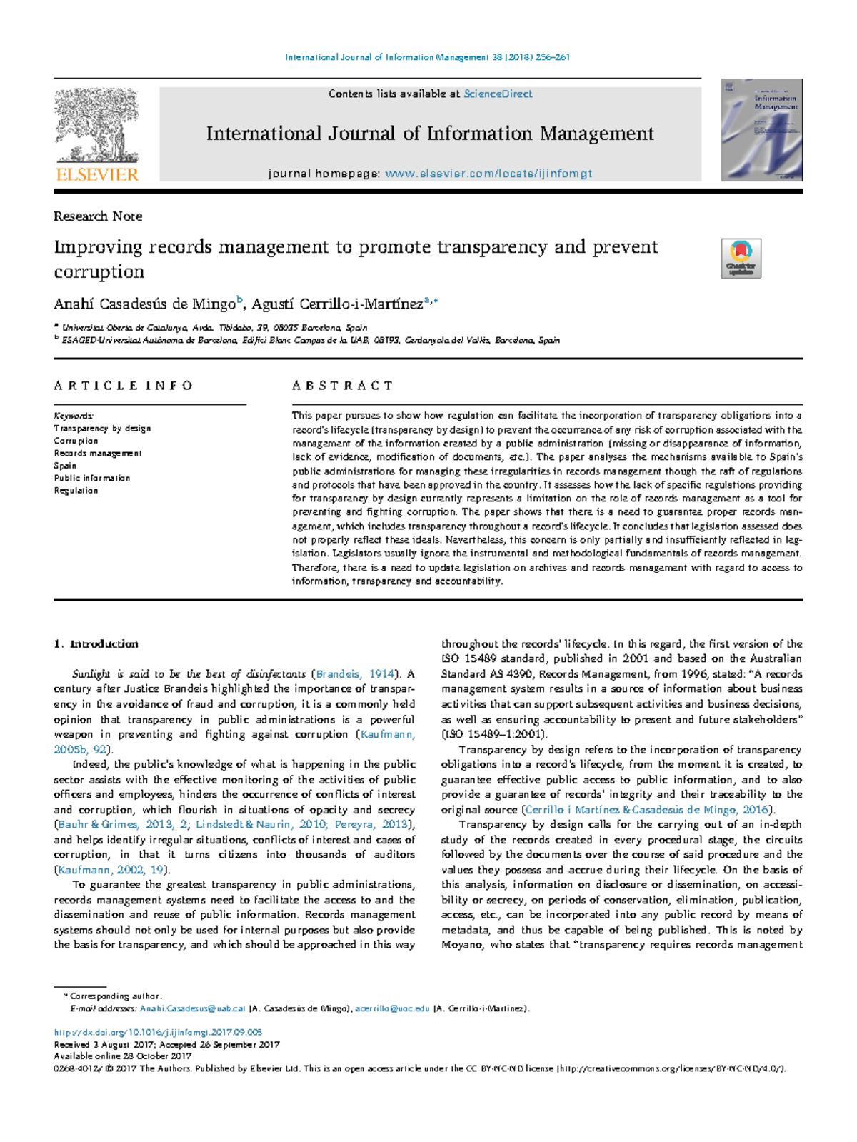 Improving records management to promote transparency and prevent ...