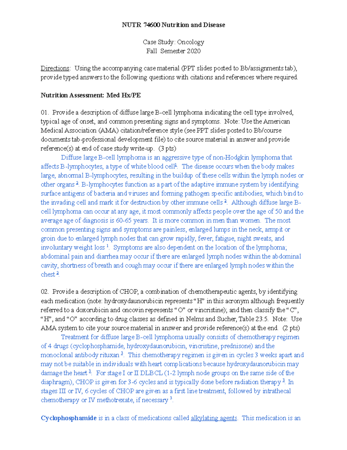 NUTR 74600 Nutrition and Disease- Oncology Case Study - NUTR 74600 ...