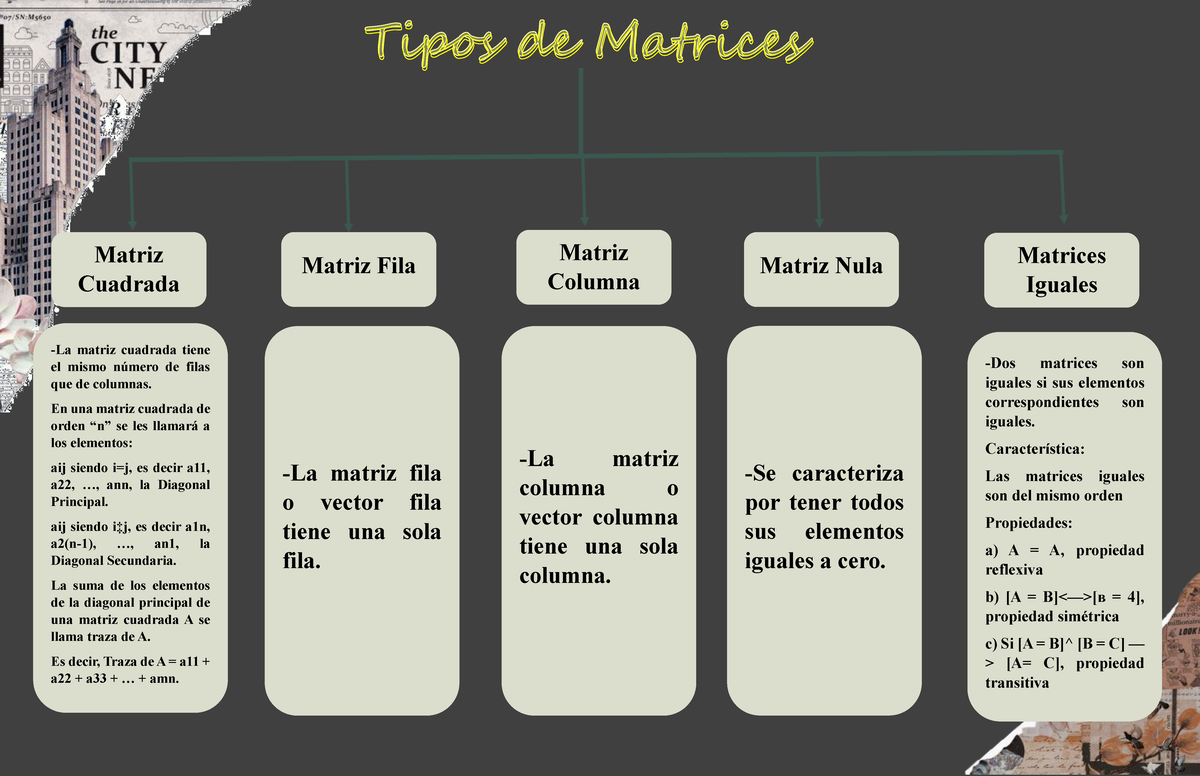 Tipos de Matrices 01 - Tipos de Matrices Matriz Cuadrada Matriz Fila ...