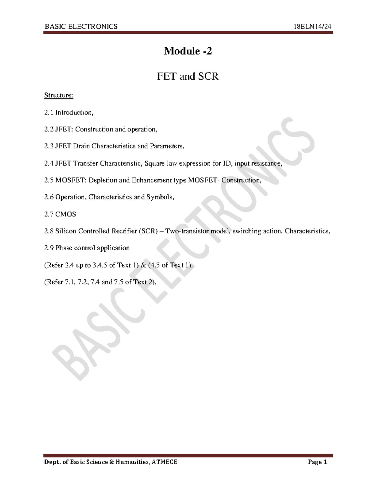Module-2-Backbencher - Module - FET and SCR Structure: 2 Introduction, 2 JFET: Construction and ...